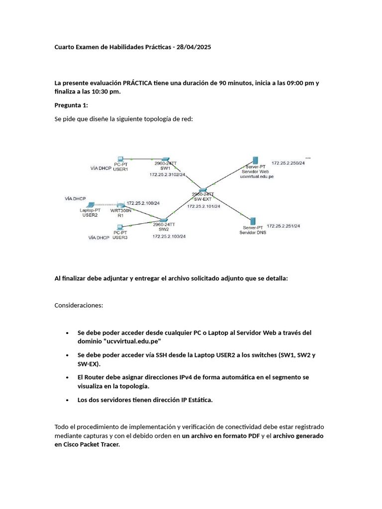 Cuarto Examen de Habilidades Prácticas | PDF