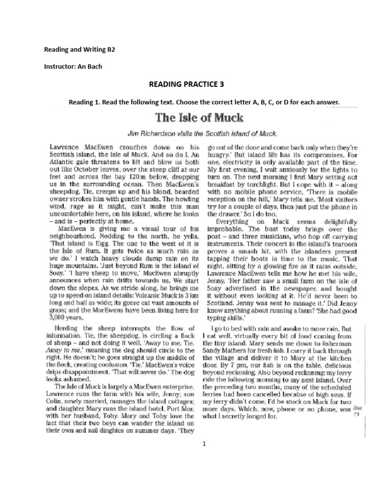 Reading and Writing B2_Practice 3 | PDF