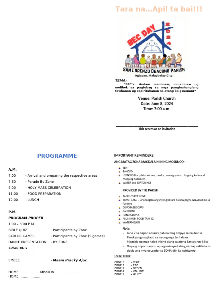 BEC DAY Program | PDF