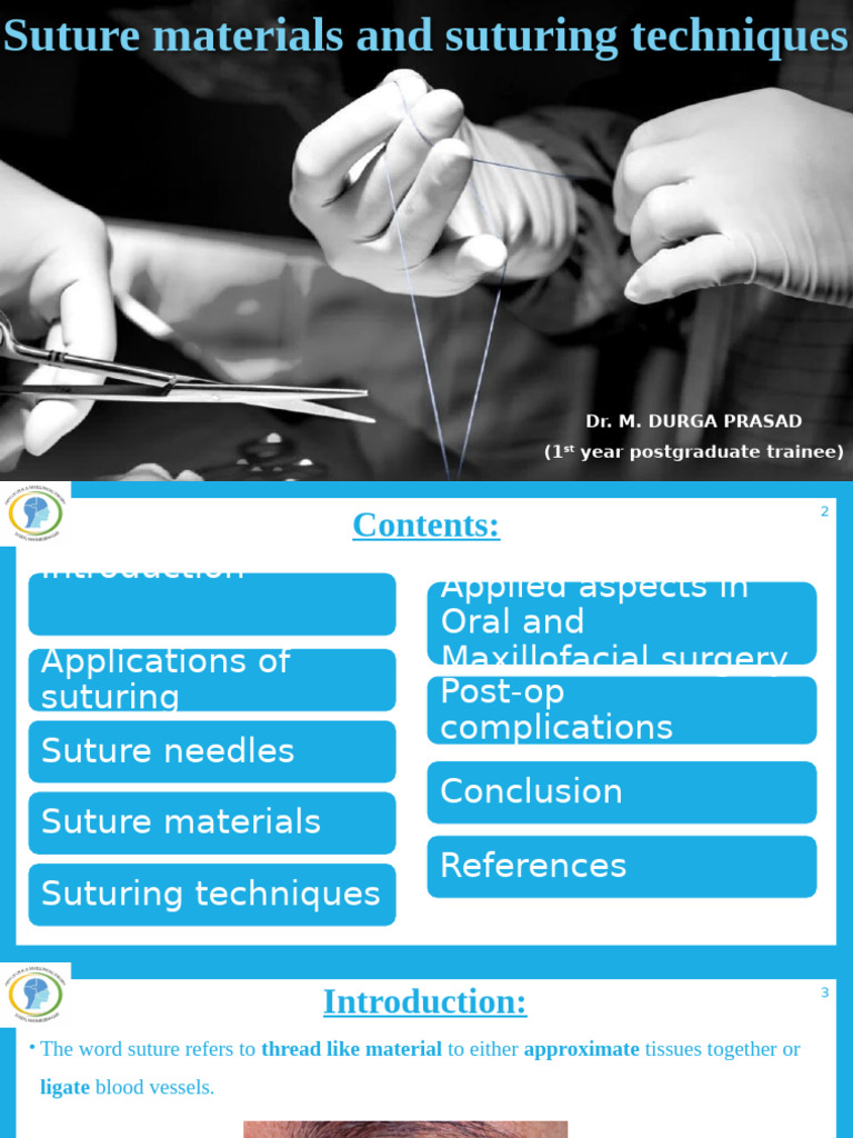 Classify Suture Materials and Explain Various Suturing Techniques ...