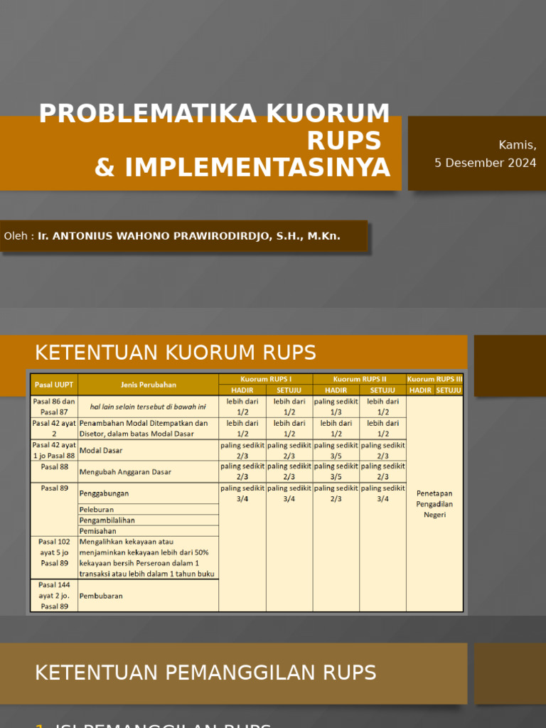 00 - Slide - Problematika Kuorum Rups & Implementasinya | PDF