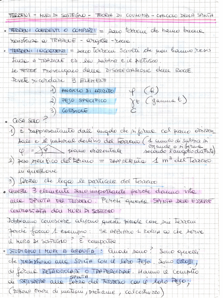 1 - Appunti - Muri Di Sostegno - Coulomb | PDF