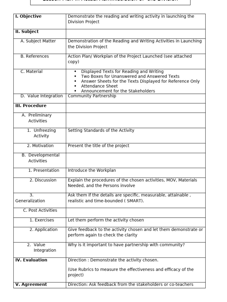 Reading and Writing Activities for Division Project | PDF