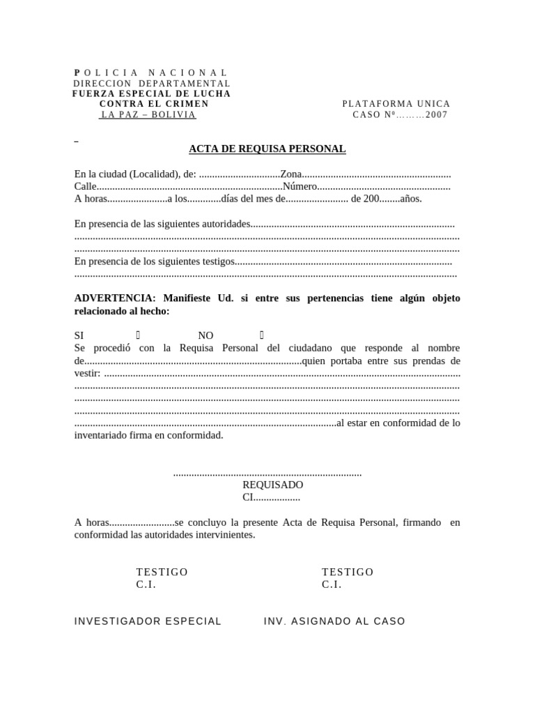 ACTA DE REQUISA PERSONAL (8) | PDF