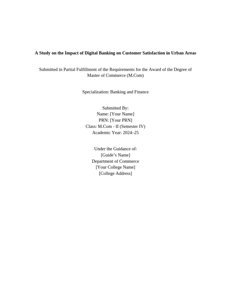 Digital Banking Field Project MCom | PDF | Usability | Sampling (Statistics)