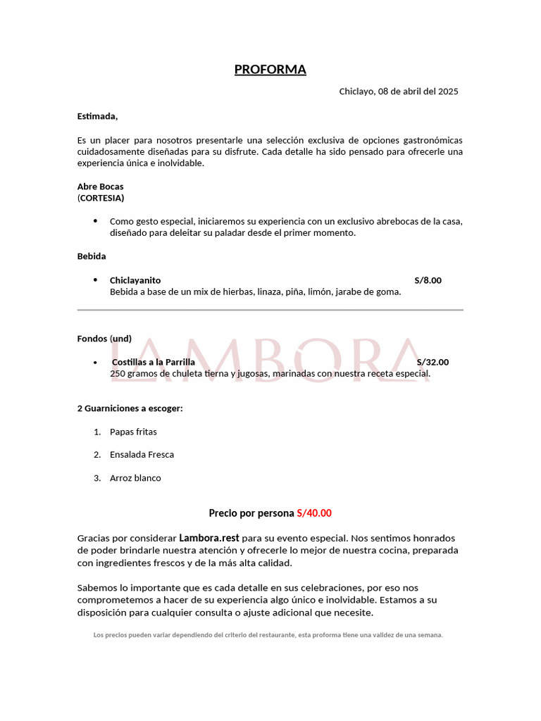 Proforma 2025 - Chuleta | PDF