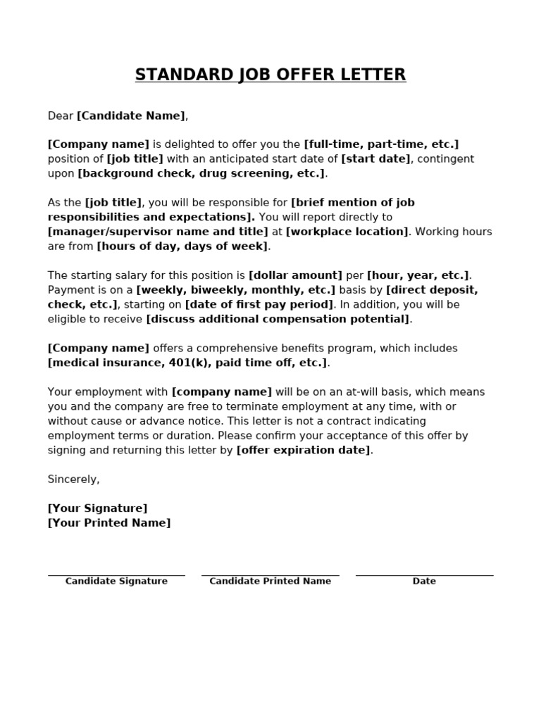 Job Offer Letter Template | PDF