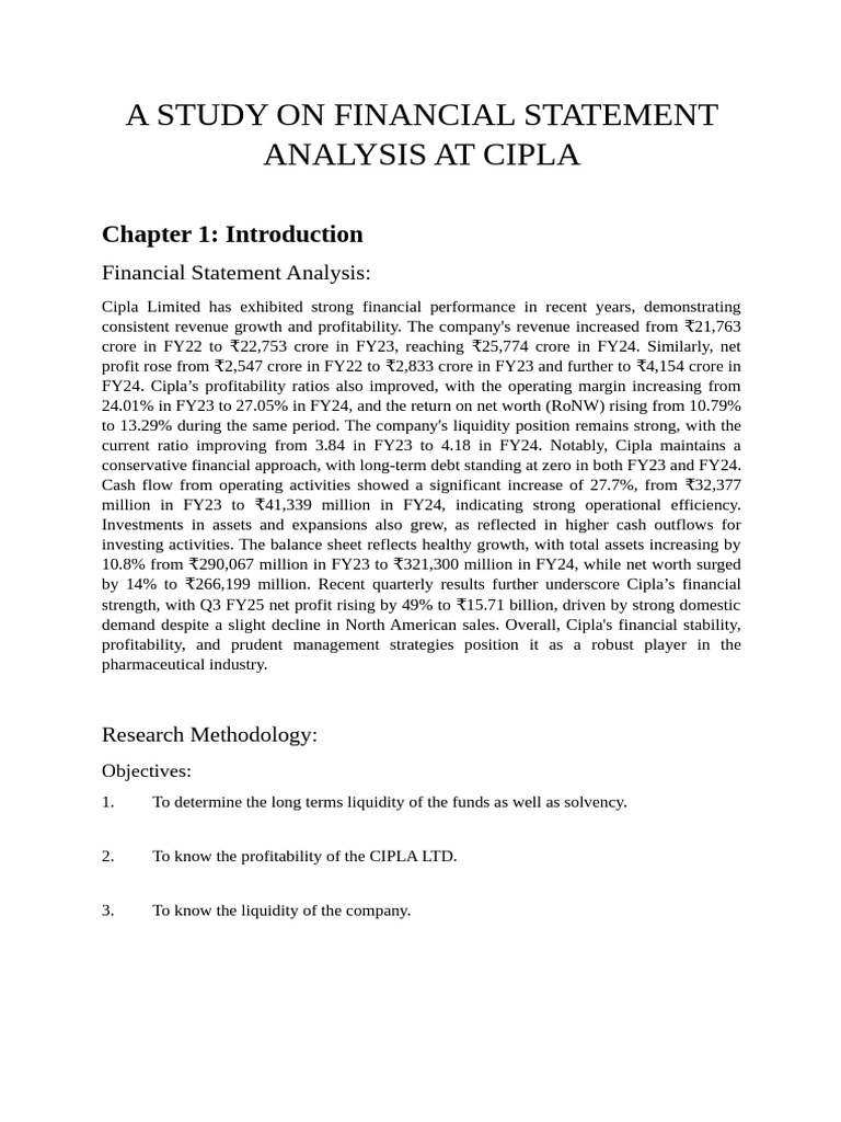 Cipla Financial Performance Analysis | PDF | Generic Drug ...