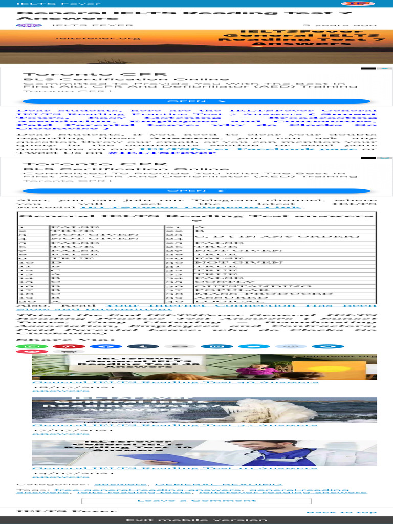 IELTS General Reading Test 7 Answers | PDF