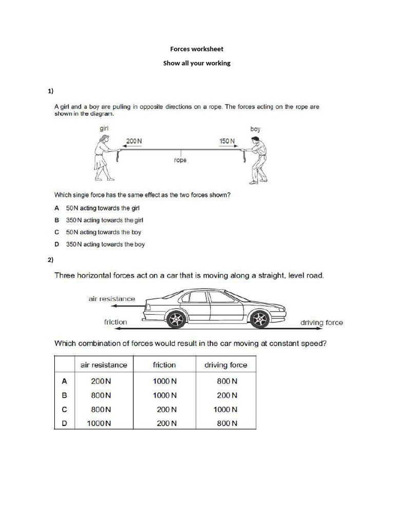 Bruce.... Forces, Termival Velocity and Springs Worksheet | PDF