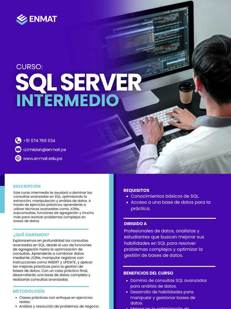 Curso de SQL Server Intermedio - Enmat | PDF | SQL | Bases de datos