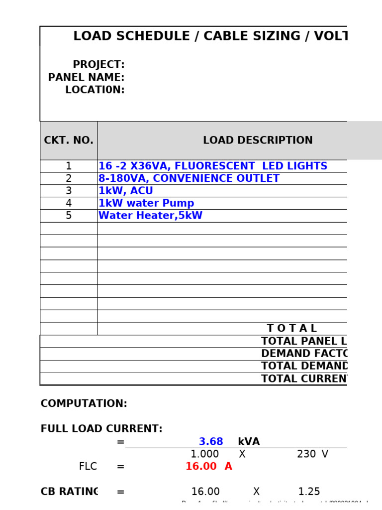 2 Load Schedule New | PDF | Components | Electricity