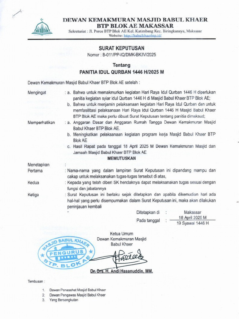 SK_Panitia_Qurban_1446_H[1] | PDF