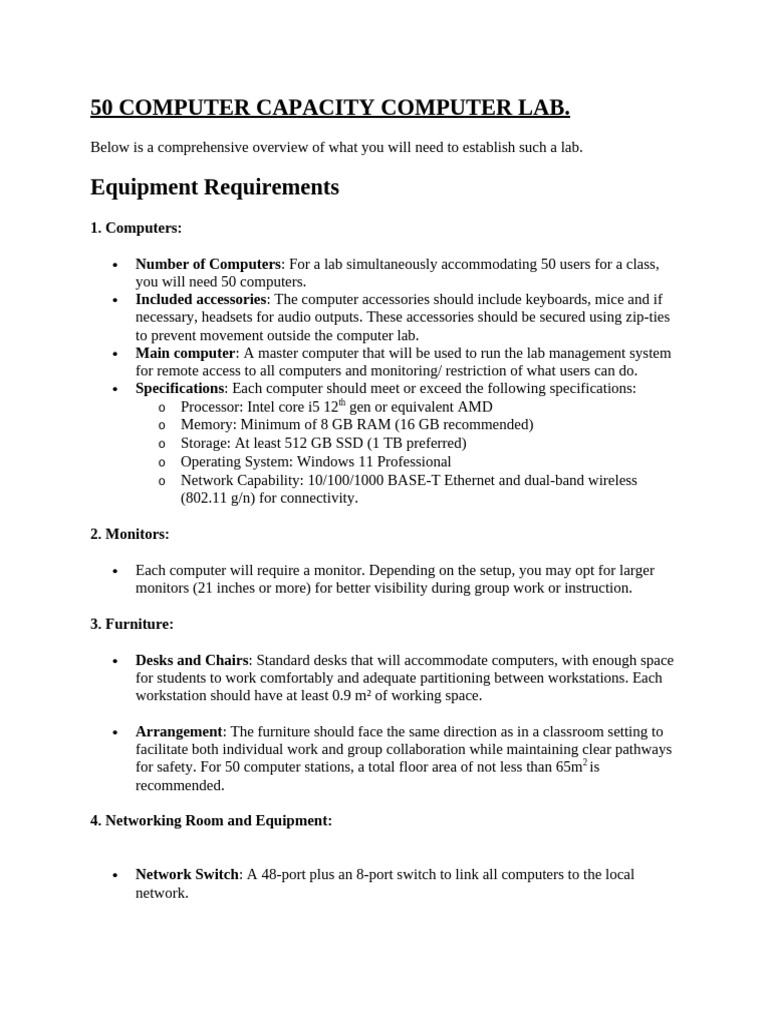 50 COMPUTER CAPACITY COMPUTER LAB | PDF | Computer Network | Network Switch