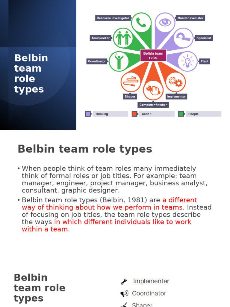 Belbin Team Role Types | PDF | Extraversion And Introversion | Social Psychology