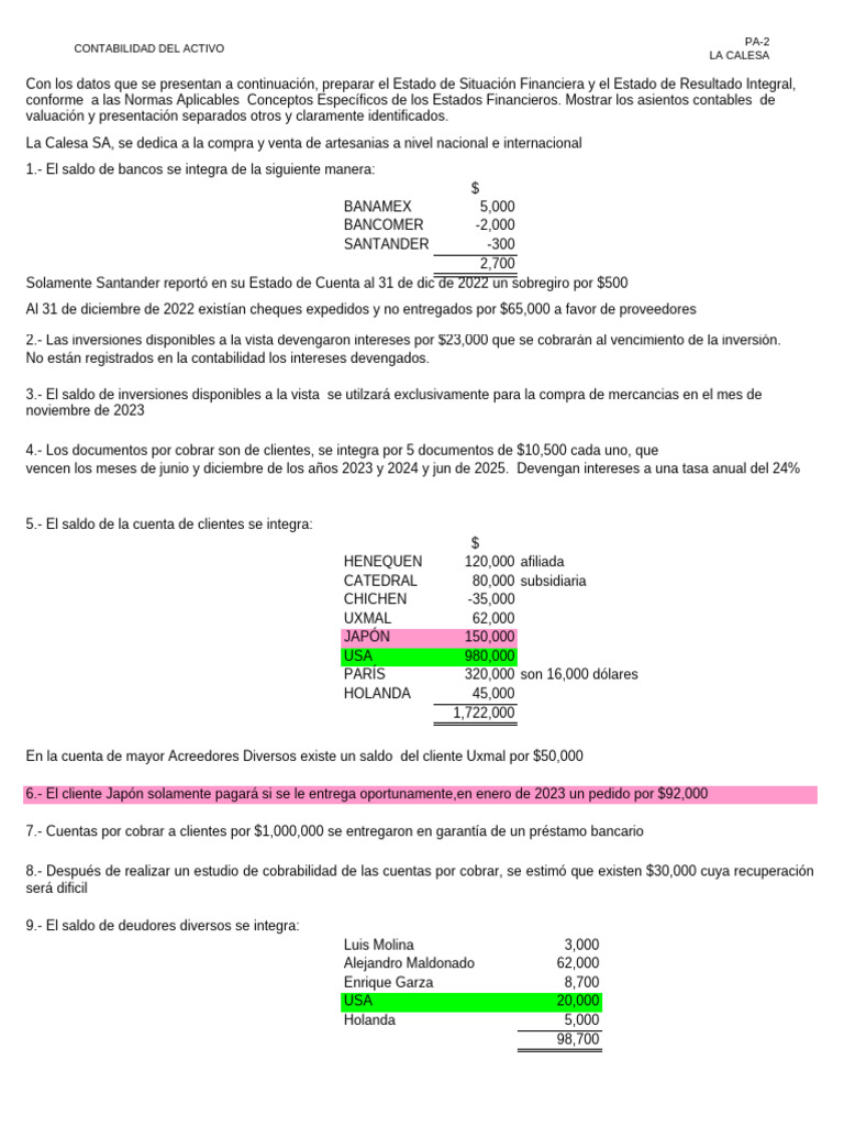 Pa-02 Datos La Calesa 2023 | PDF | Contabilidad | Corporaciones