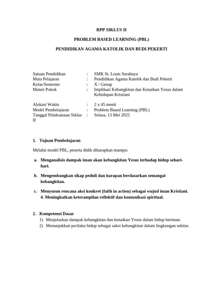 RPP Siklus II PBL | PDF