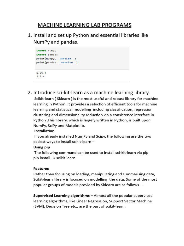 Machine Learning Lab Programs | PDF | Machine Learning | Support Vector ...