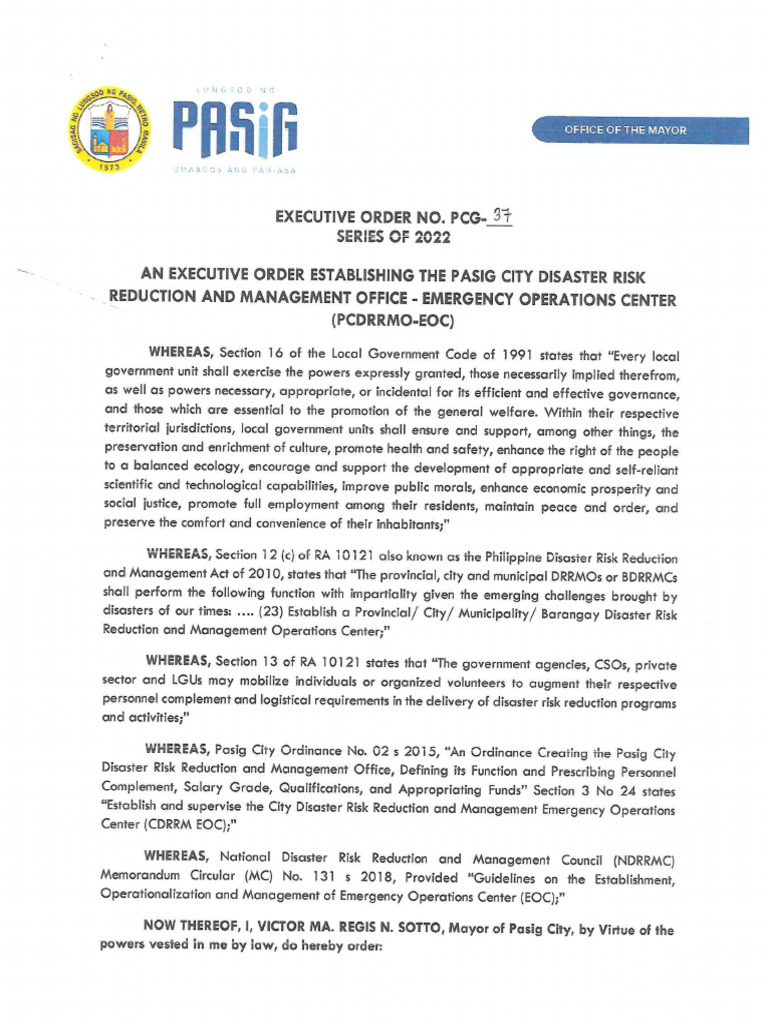 EO PCDRRMO Alternante EOC | PDF