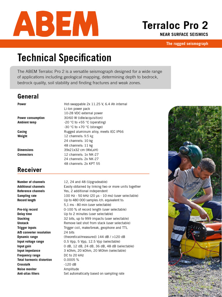 ABEM Terraloc Pro 2 TechSpec 210823 Web | PDF | Sampling (Signal Processing) | Electronics