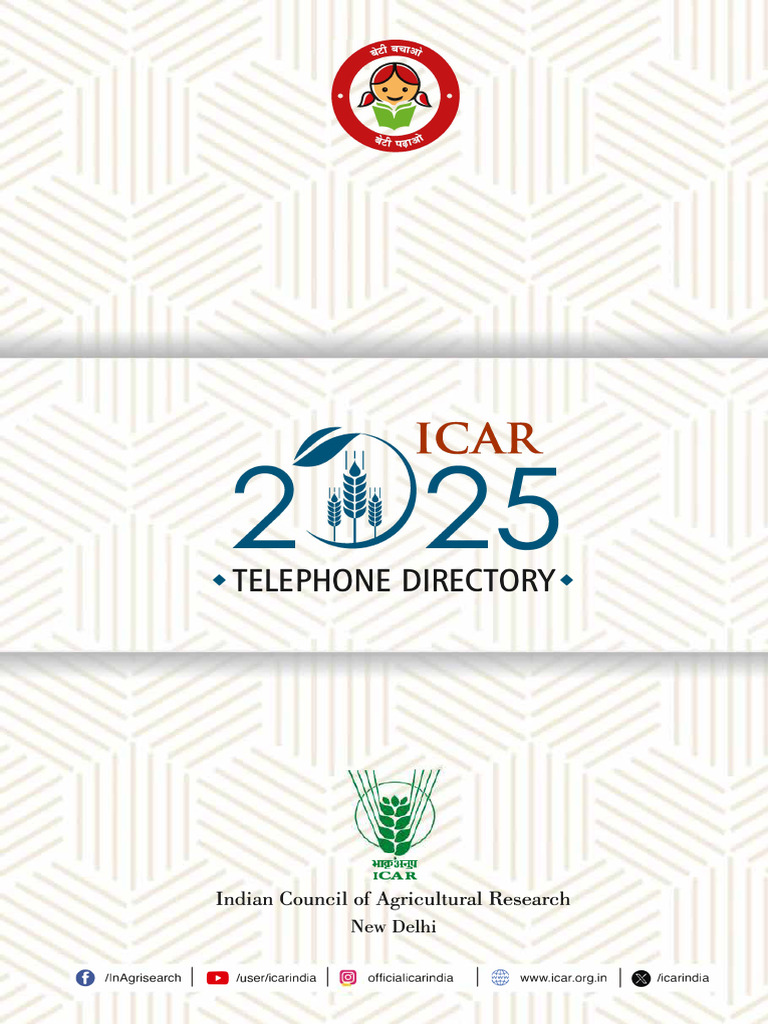 ICAR Telephone Directory 2025 | PDF | Agriculture | Agricultural Science