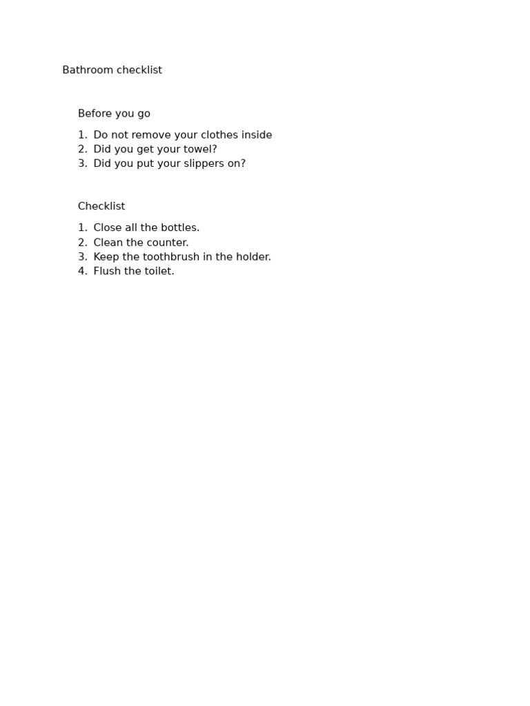 Bathroom Checklist | PDF