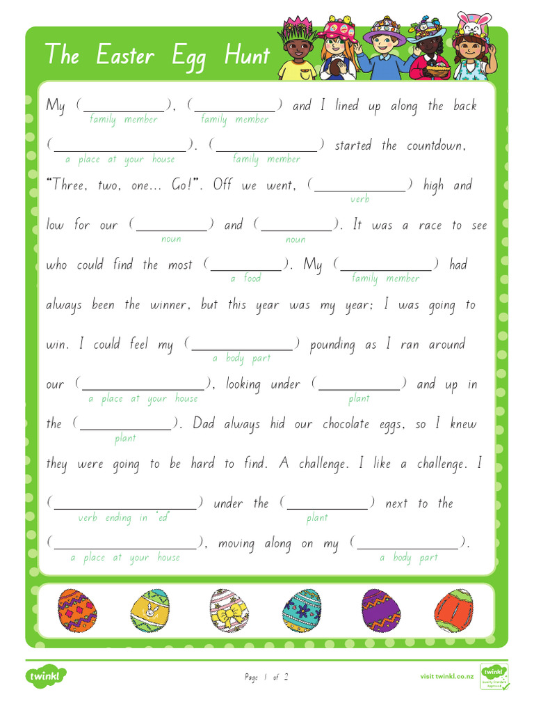 Activity - Easter Fill in the Blanks Story | PDF