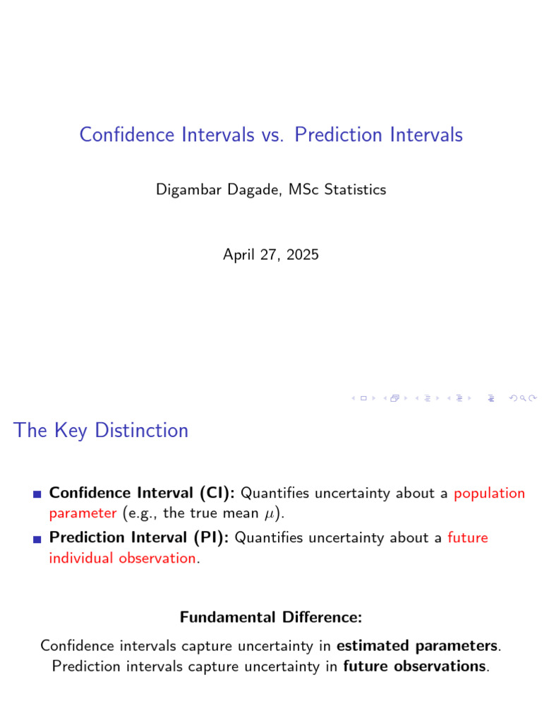Confidence Interval Vs Prediction Interval | PDF