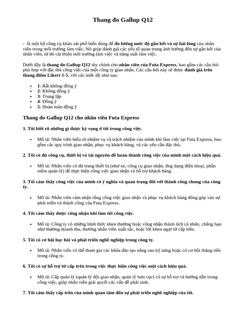Thang Đo Gallup Q12 | PDF
