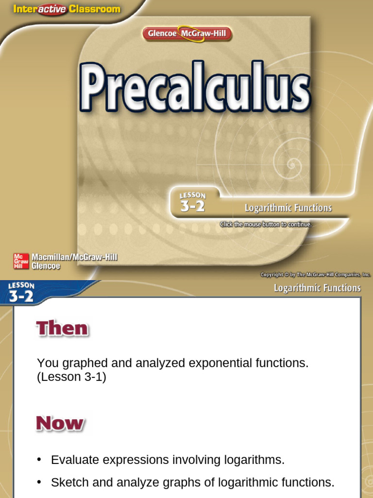 3-2 Logarithmic Functions | PDF | Logarithm | Exponential Function