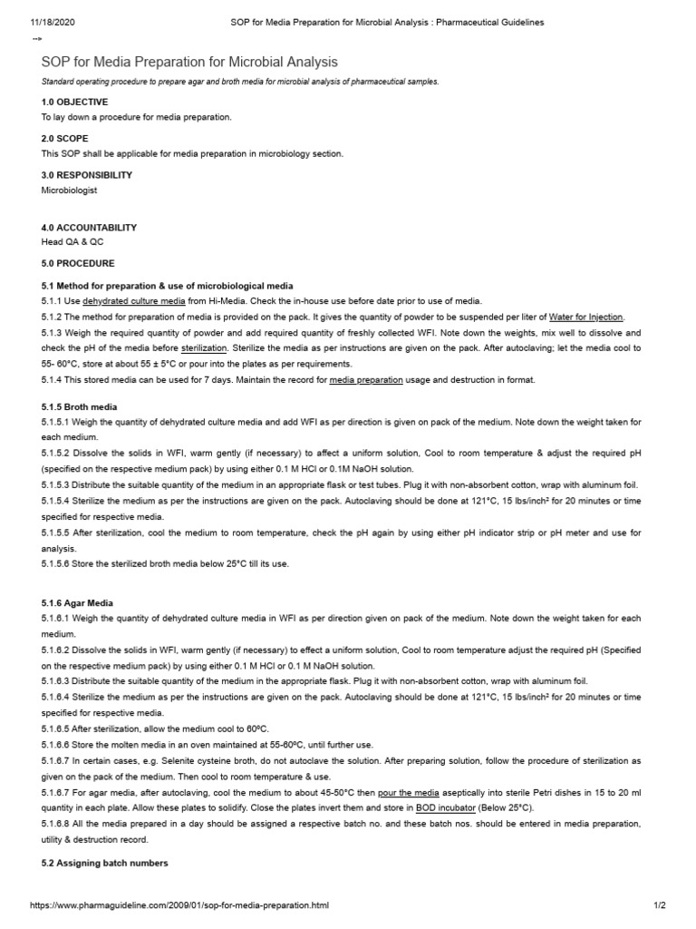 Media Preparation SOP for Microbiology | PDF | Growth Medium | Agar