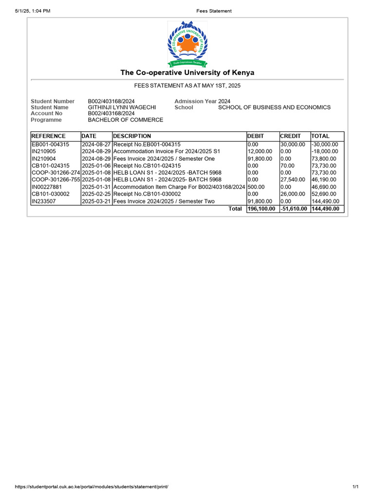Fees Statement. | PDF