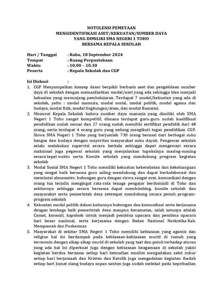 Aksi Nyata Modul 3.2 NOTULENSI Aset Sekolah | PDF