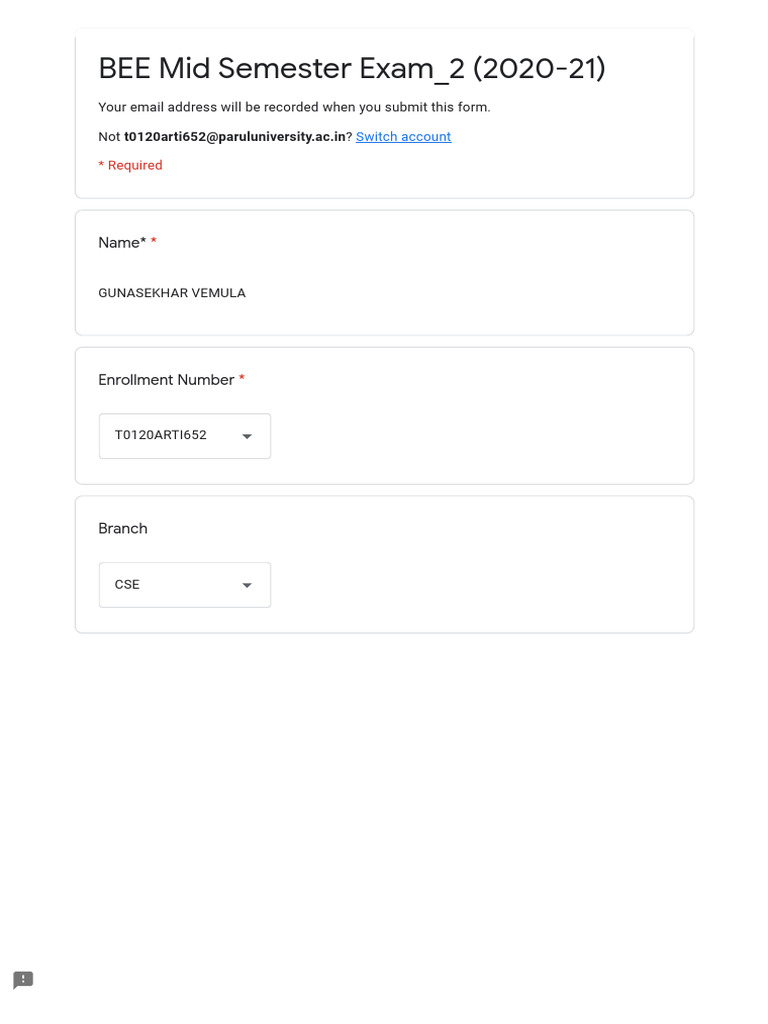 BEE Mid Semester Exam - 2 (2020-21) | PDF | Inductor | Electrical Network