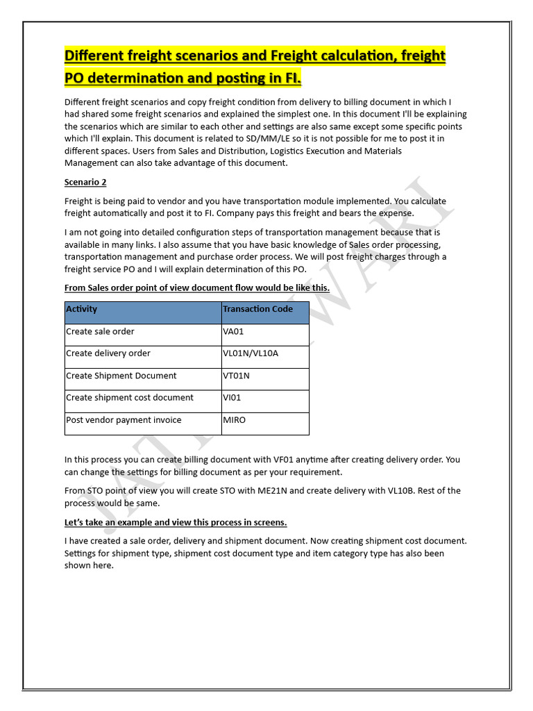 Different Freight Scenarios and Freight Calculation Freight ...