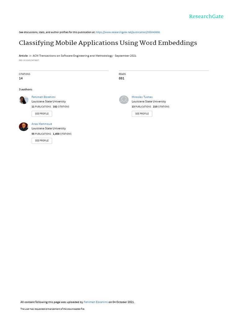 Mobile App Classification with Word Embeddings | PDF | Mobile App | Glove
