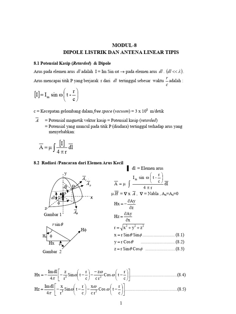 Modul8 - Dipole Listrik Dan Antena Linear Tipis | PDF