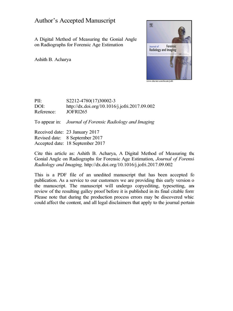 Digital Gonial Angle Measurement for Age Estimation | PDF | Student's T ...