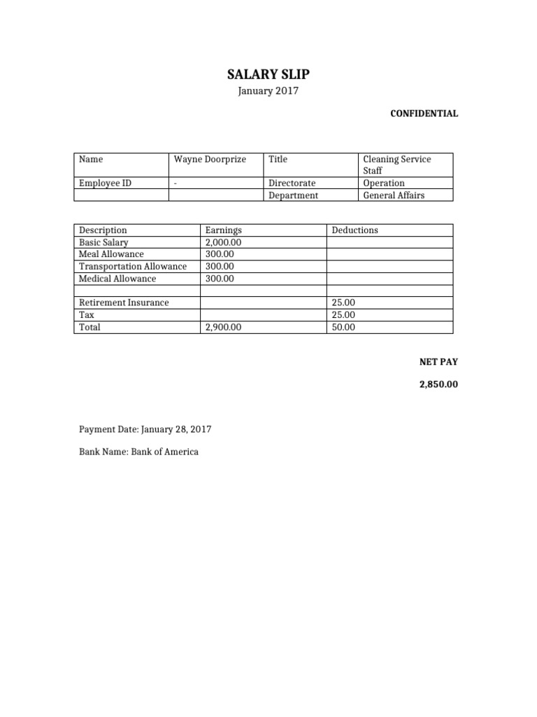 Salary Slip January 2017 | PDF