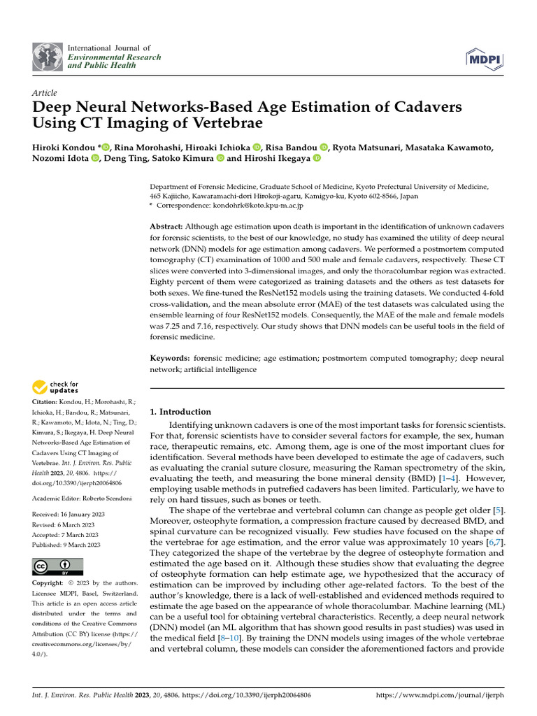 Deep Neural Networks-Based Age Estimation of Cadavers Using CT Imaging ...