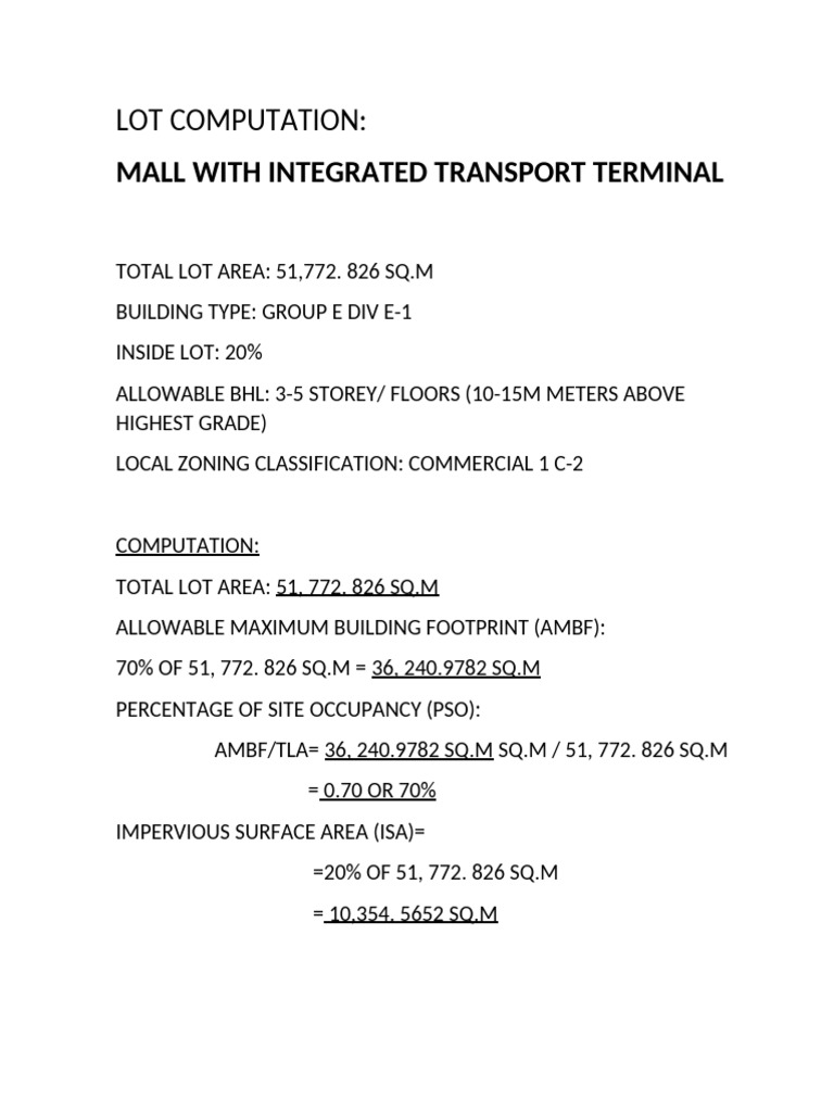 Lot Computation or Site Computation | PDF | Bus Transport | Public ...