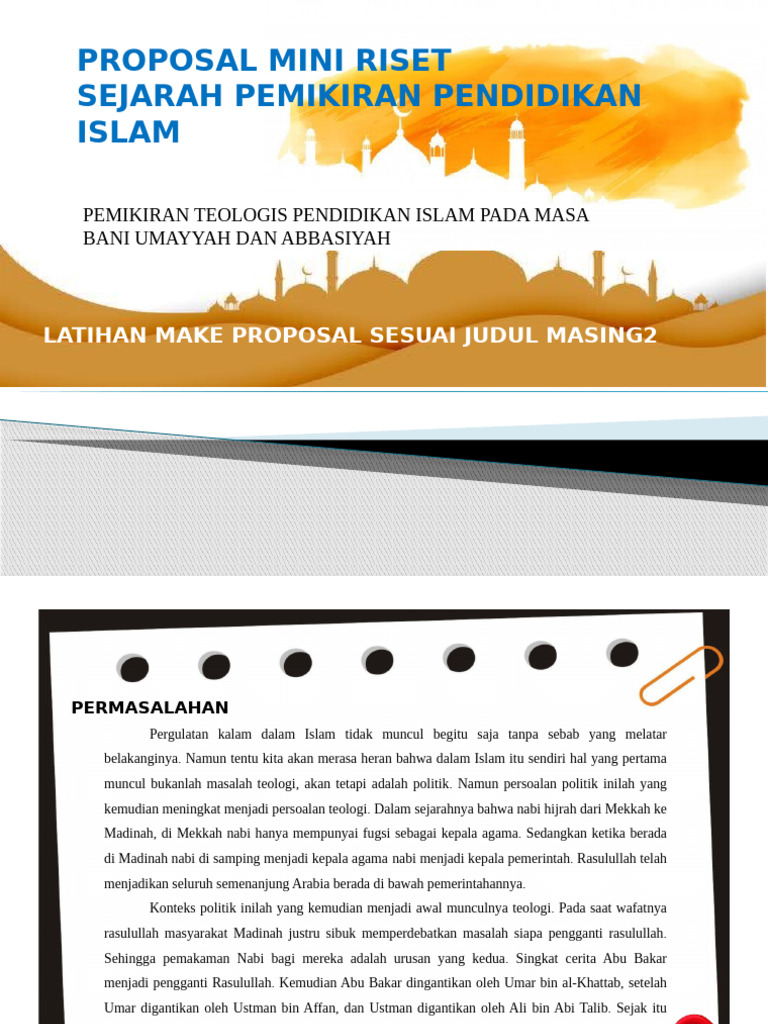 Proposal Mini Riset TTG Sejarah Pendidikan Islam Latihan | PDF