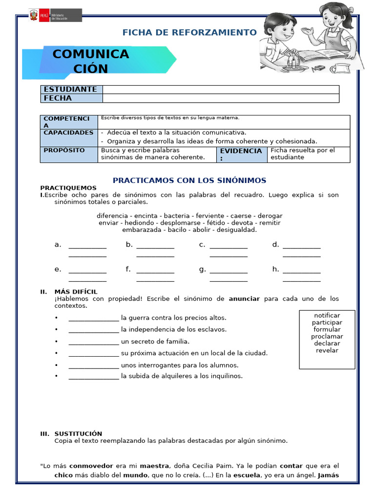 Sinónimos y su uso en textos | PDF