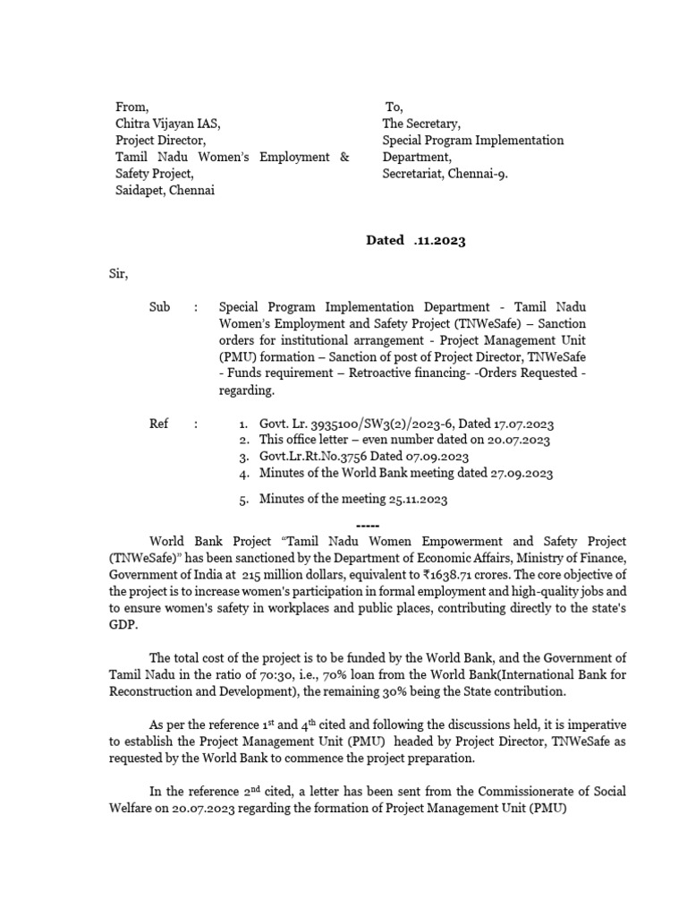 WB Project - Draft Proposal For PMU - Nov 26 | PDF | World Bank ...
