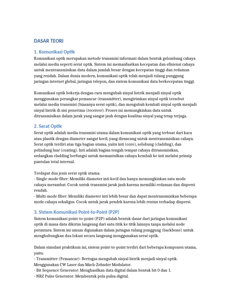 Dasar Teori OptiSystem P2P | PDF