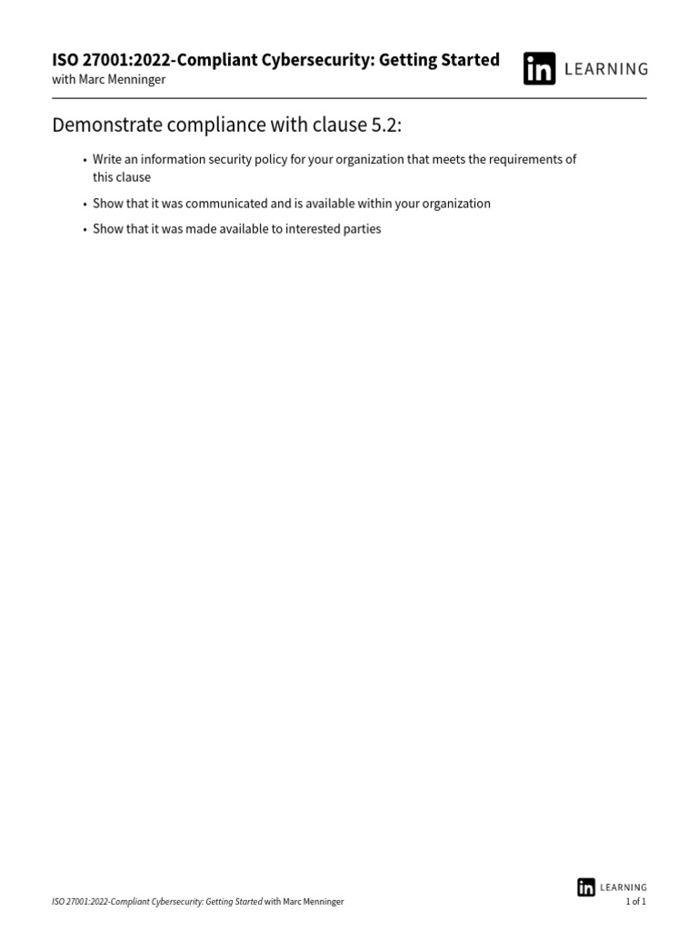 How To Demonstrate Compliance With Clause 5.2 | PDF