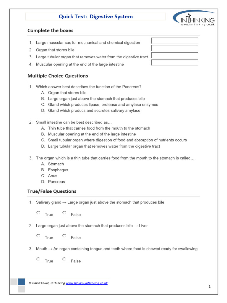 Digestion QuickTest | PDF