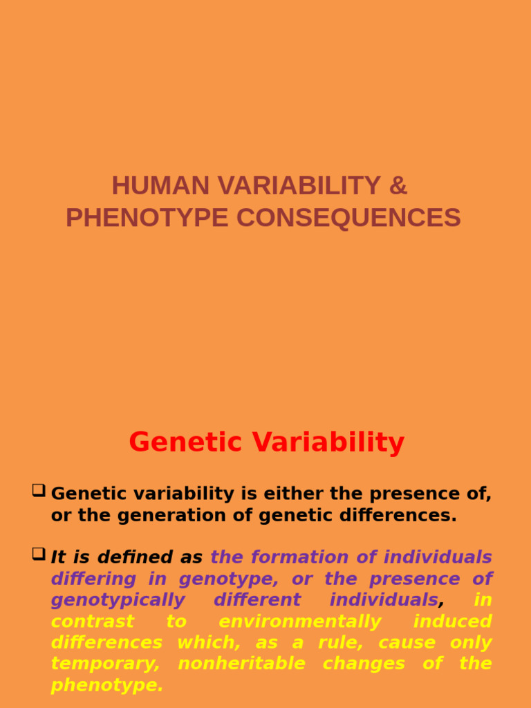 Human Genome Variability & Phenotype Consequences | PDF | Phenotype ...