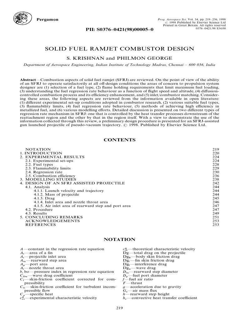 Solid Fuel Ramjet Combustor Design | PDF | Rocket Engine | Combustion