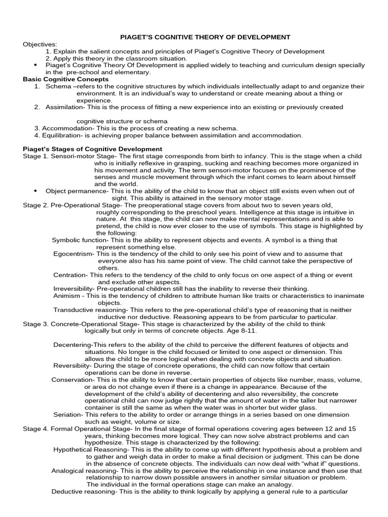 PIAGETS-Cognitive-Development-Theory | PDF | Cognitive Science ...